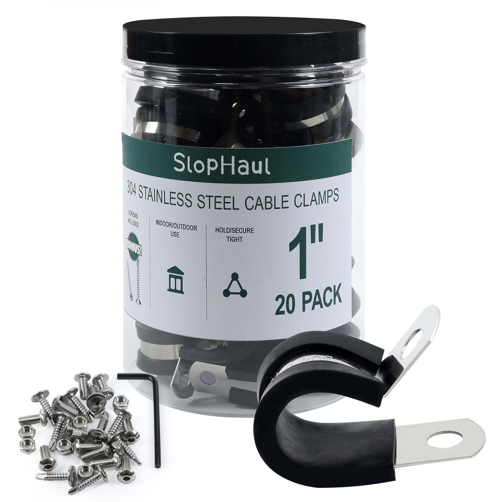 SlopHaul 20 Pack 1 inch Cable Clamps (Screws Included), Stainless Steel ...