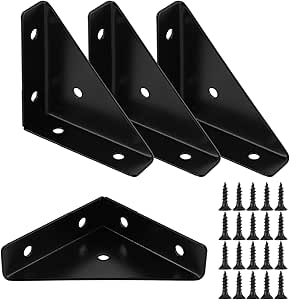 Mabor 4Pcs Iron Triangle Corner Brackets for Wood 66x66mm Black Metal ...