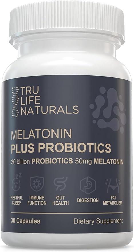 Amazon.com: TRULIFE NATURALS Melatonin 50mg Plus Probiotics 30 Bill CFU ...