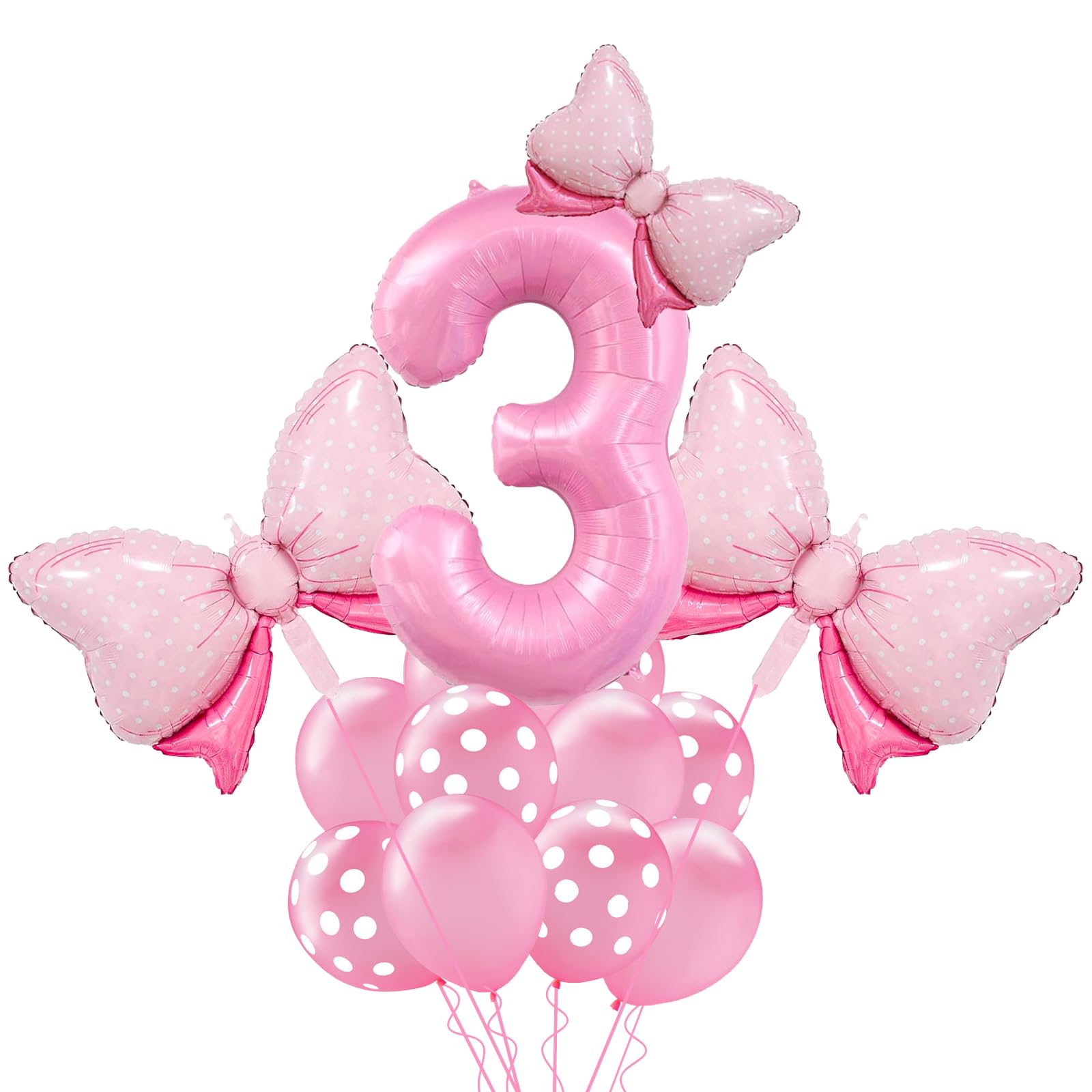 Amazon.com: Pink Birthday Balloons, Bow Balloons Number 3 Balloon 40 ...