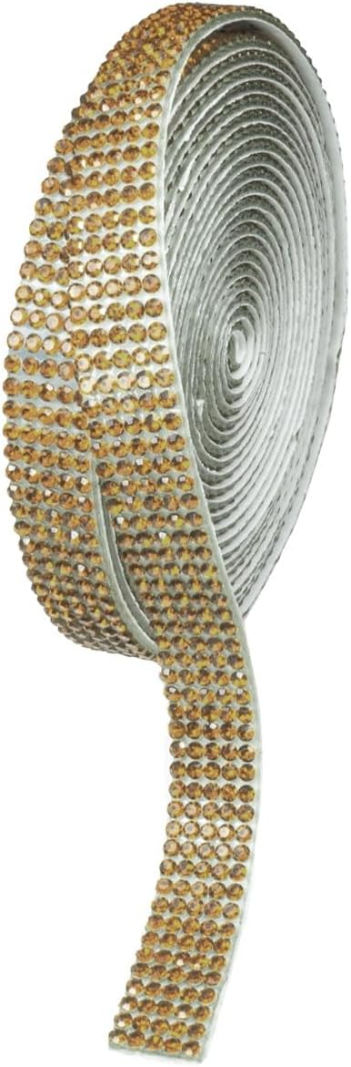 Amazon.com: qiipii 3 Yards Crystal Golden Self Adhesive Rhinestone ...