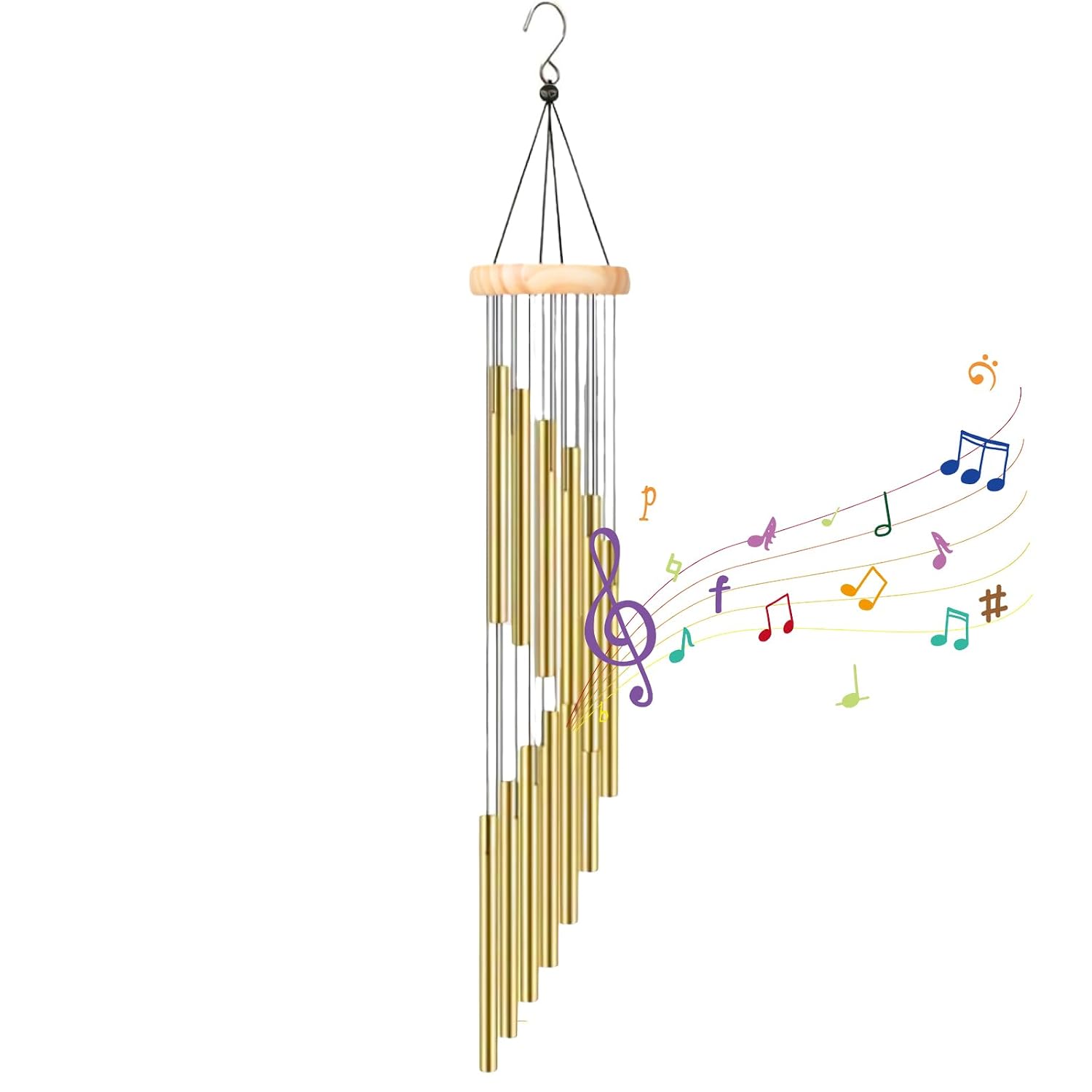 TecoKart® Wind Chimes for Balcony Garden Decor, 12 Pipe, Silver ...