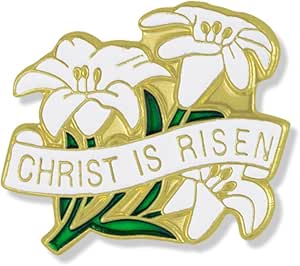 Amazon.com: Gold Tone and White Enamel Easter Lily Christ is Risen ...