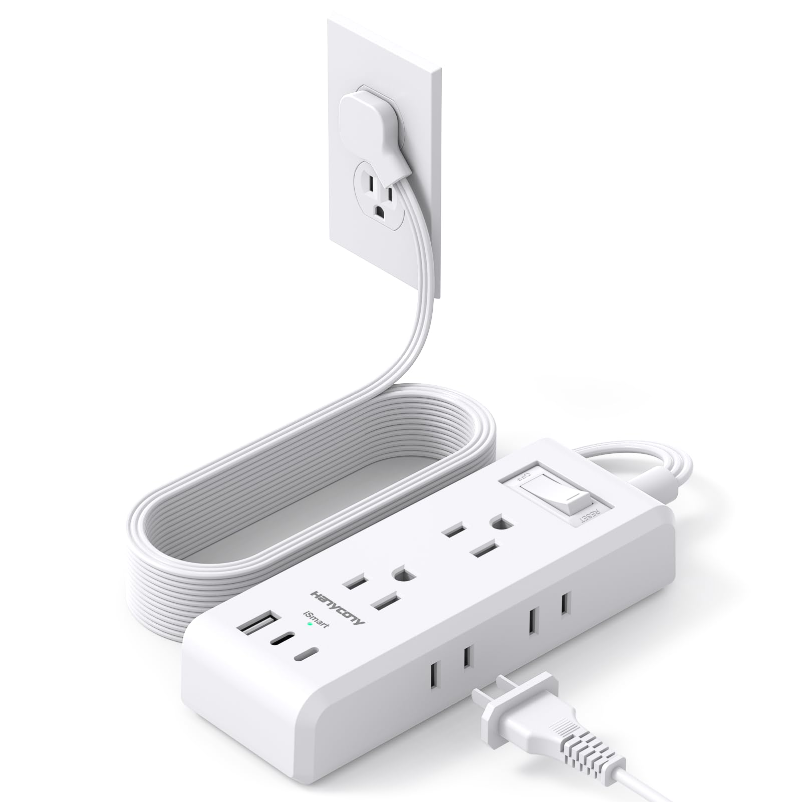 Amazon.com: Extension Cord 10 ft, Flat Plug Power Strip with 6 Outlets ...