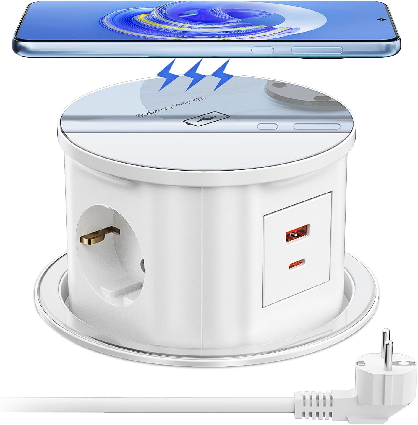 Prise Encastrable Plan de Travail 2 USB C, 4 Prises, 2 USB A Ports ...