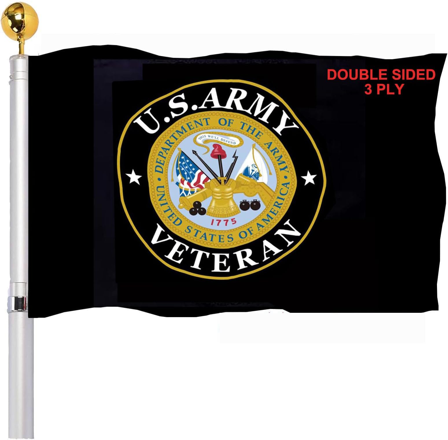Amazon.com : US Army Retired 3x5 Ft Flag - Polyester, Double-sided ...