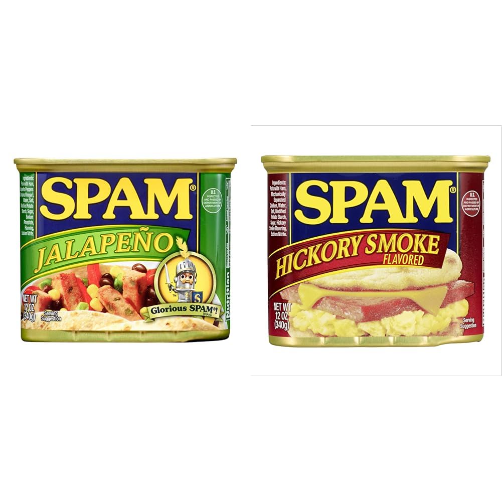 Amazon.com : SPAM Jalapeño and SPAM Hickory Smoke, 12 Ounce Can ...