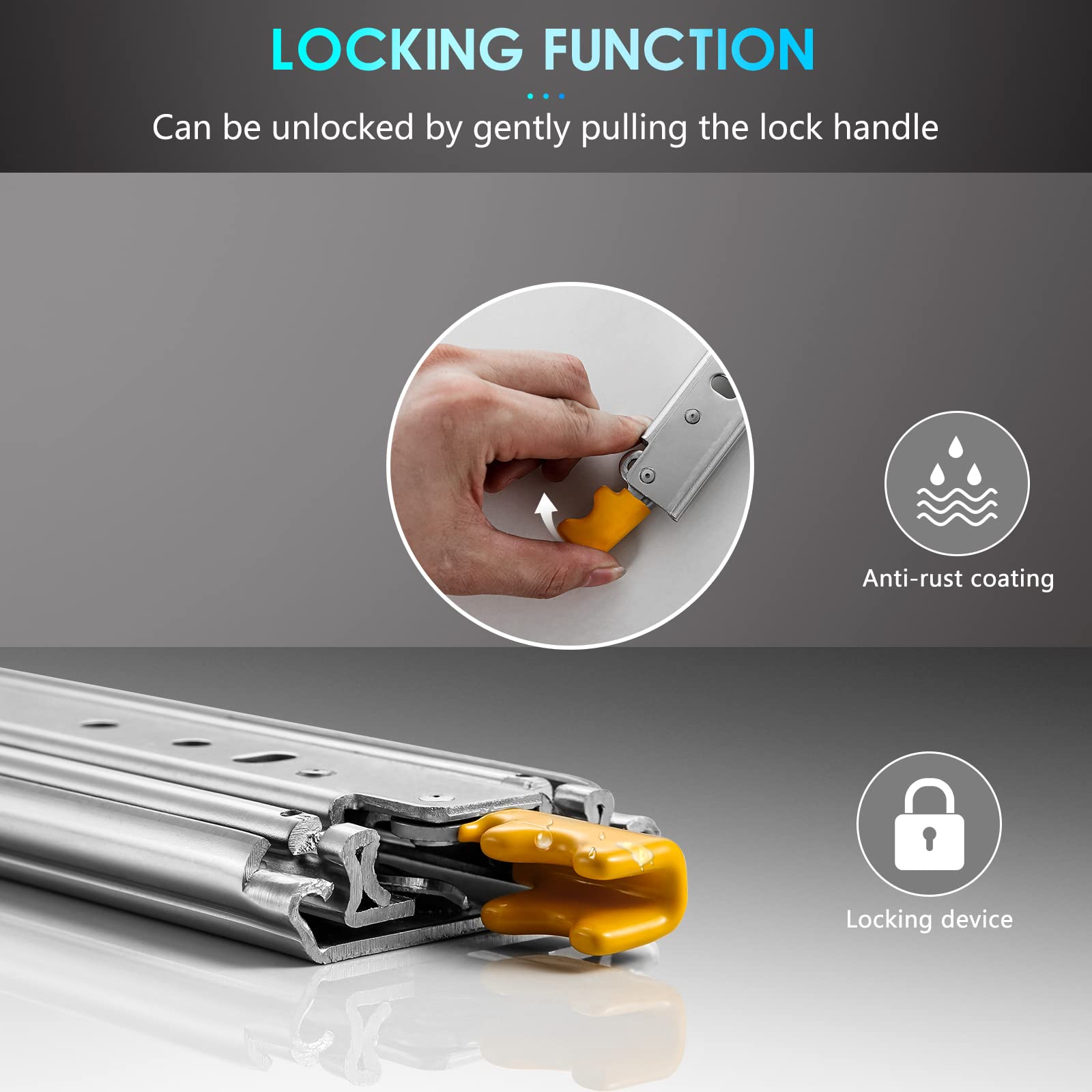 SHUHANG Heavy Duty Locking Drawer Slides 60 Inch 250 lb Load Capacity 1 ...