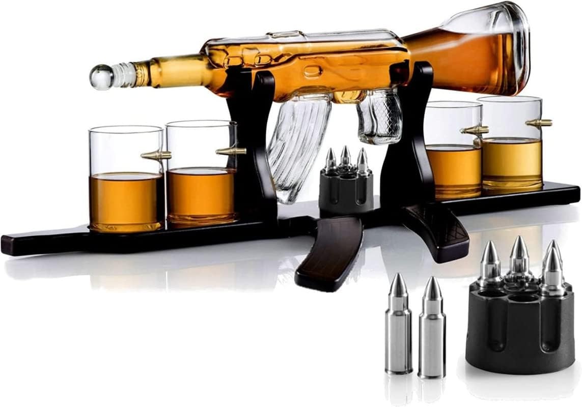 Buy Red-Rubby Rifle Gun Whiskey Decanter Set with 4 Bullet Glasses ...