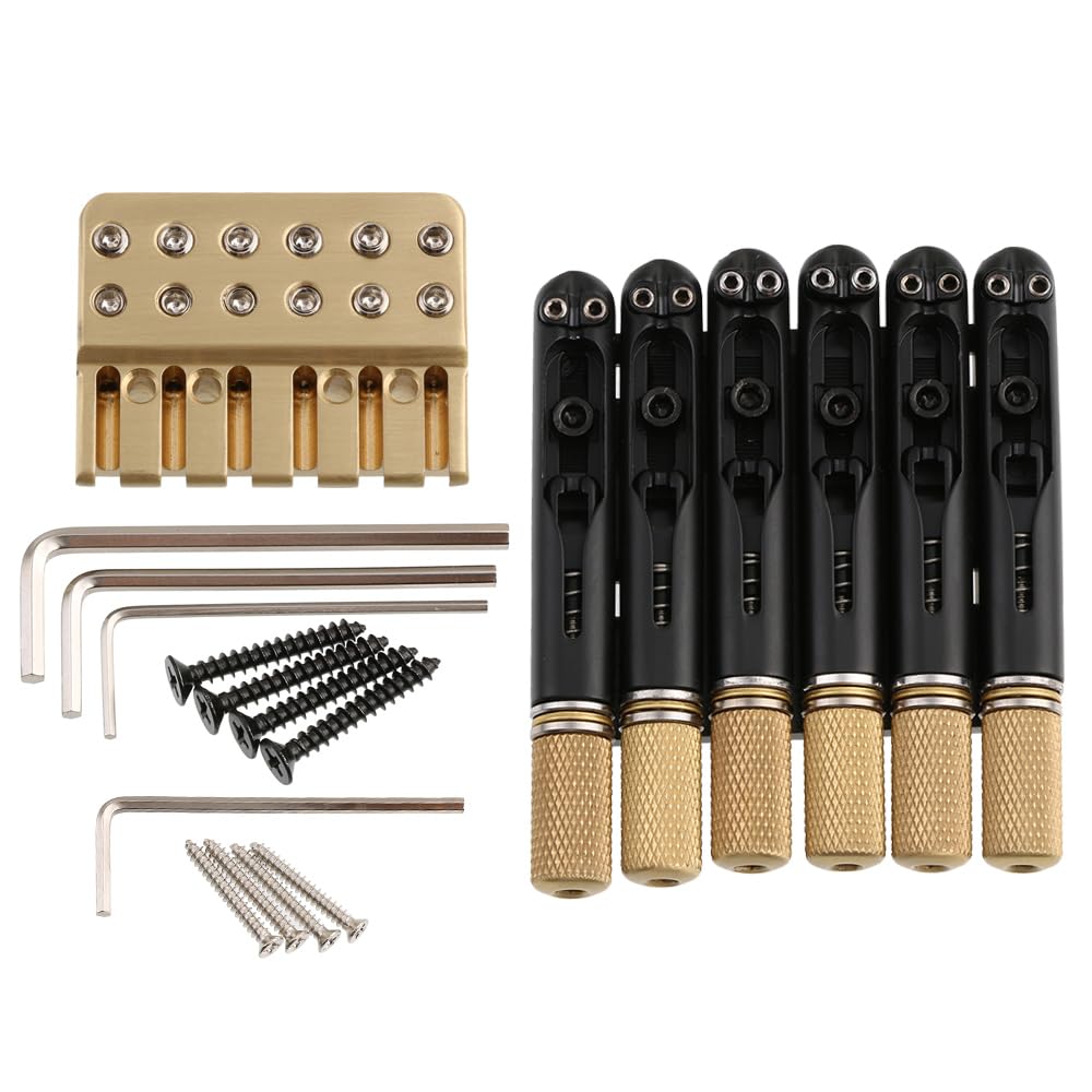 Amazon.com: LYWSMSK 6 String Headless Guitar Bridge Tailpiece & Brass ...