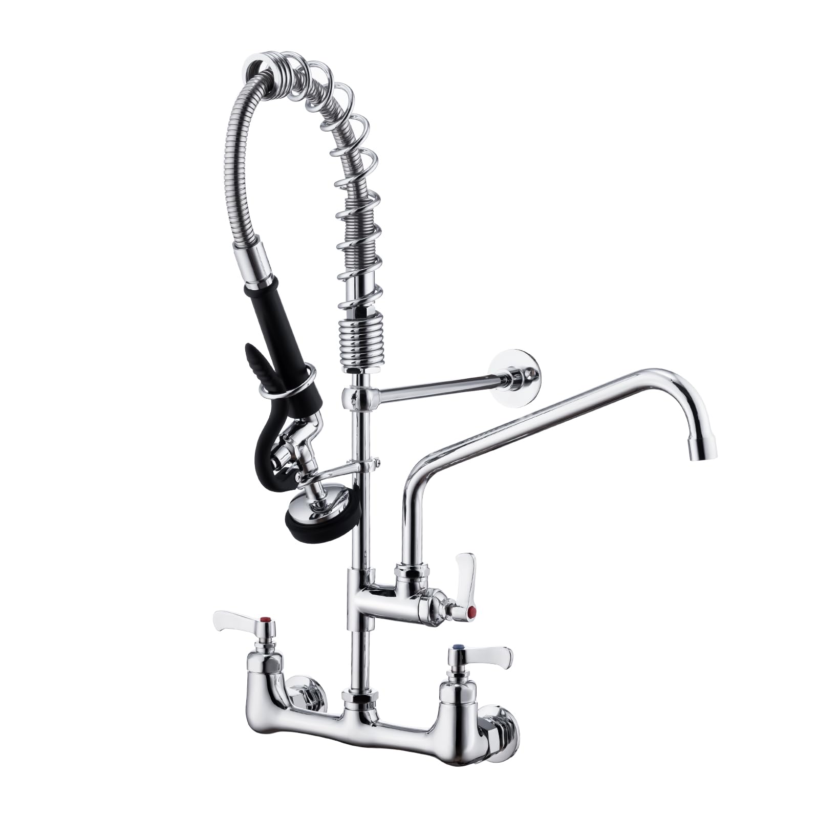 Double Handle Pre-Rinse Commercial Kitchen Faucet with Ceramic Valve 8 ...