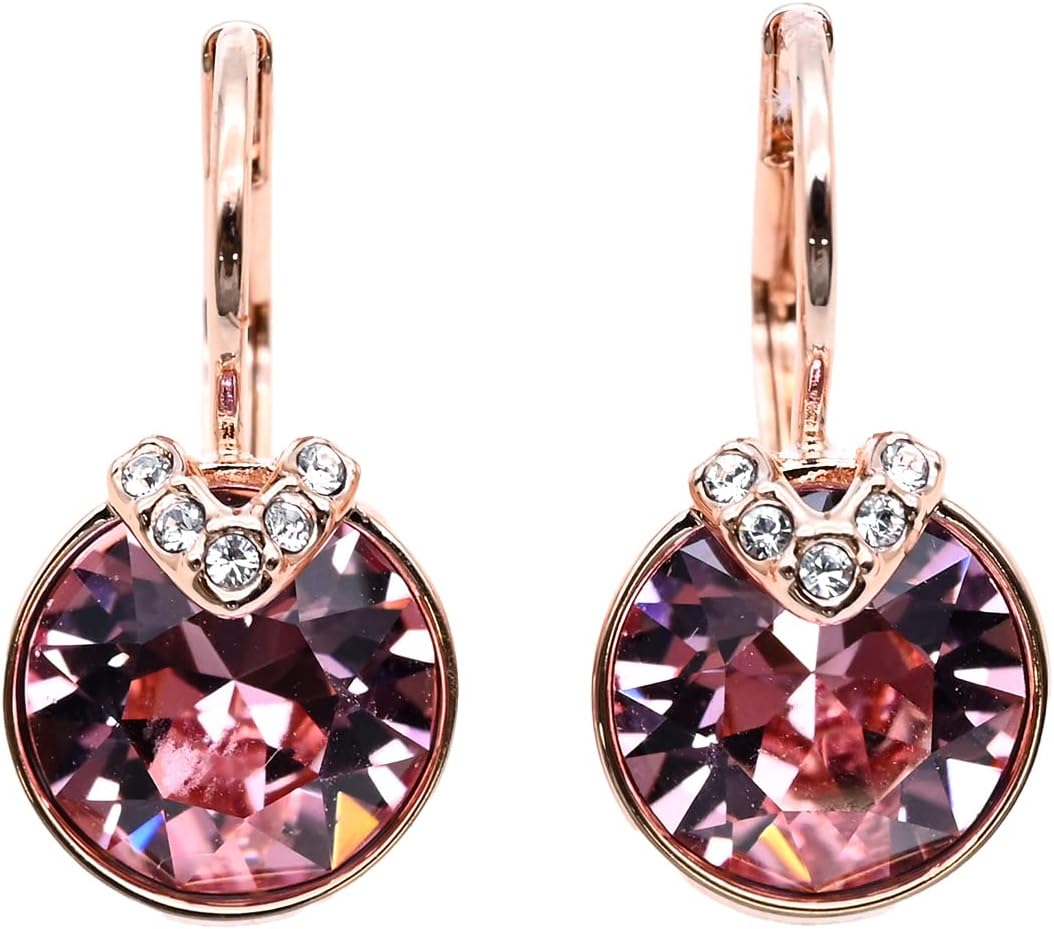 Amazon | SWAROVSKI ピアス Bella V ドロップピアス ラウンドカット ピンク ローズゴールド 5662114 [並行 ...