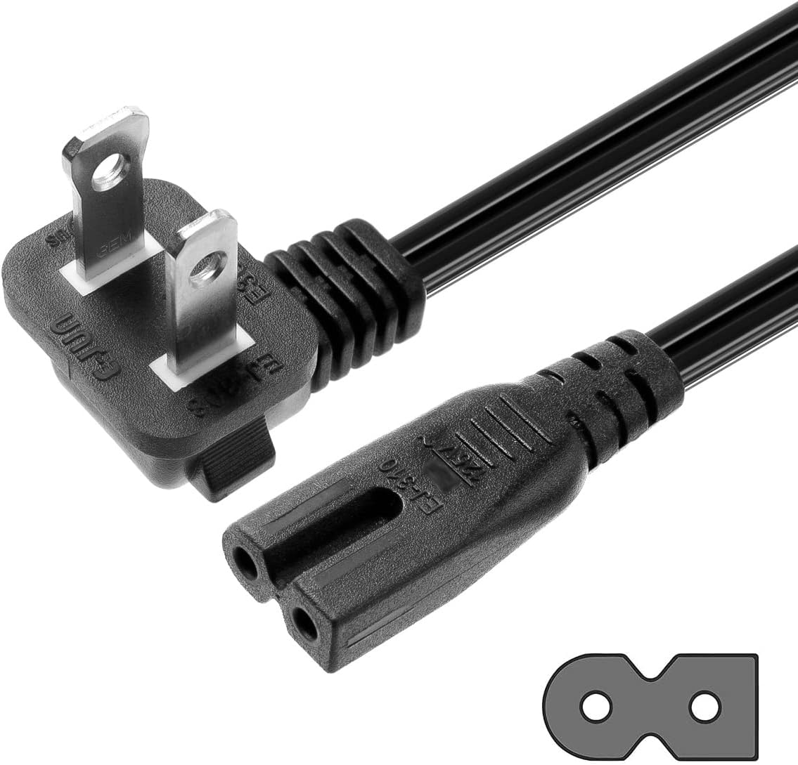 Amazon.com: 2-Slot Non-Polarized Right Angle Power Cord 8 FT, NEMA 1 ...