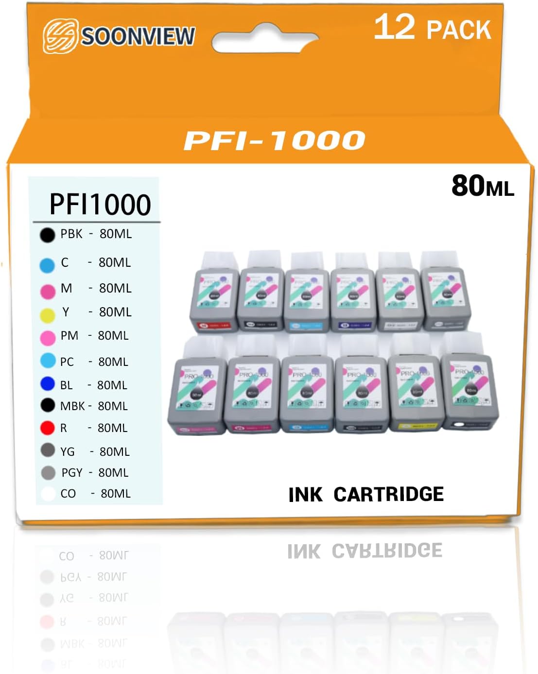 Amazon.com: PFI-1000 Ink Tank (12Pack, 80ml) Replacement for Canon 1000 Ink Tank Compatible with ...