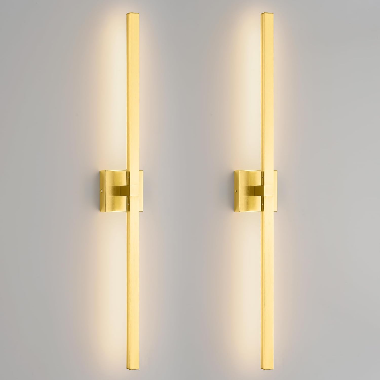 Hillsboro 24W Brass Modern Wall Sconces Set of Two, 33.46 Inch 360 ...