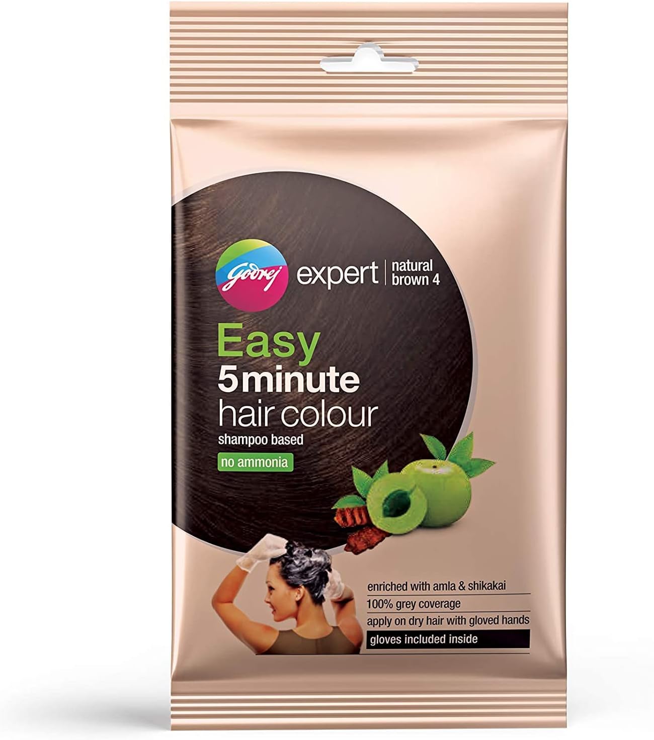 Godrej Expert Easy 5min Shampoo Hair Color, 4-Natural Brown, pack of 8 ...