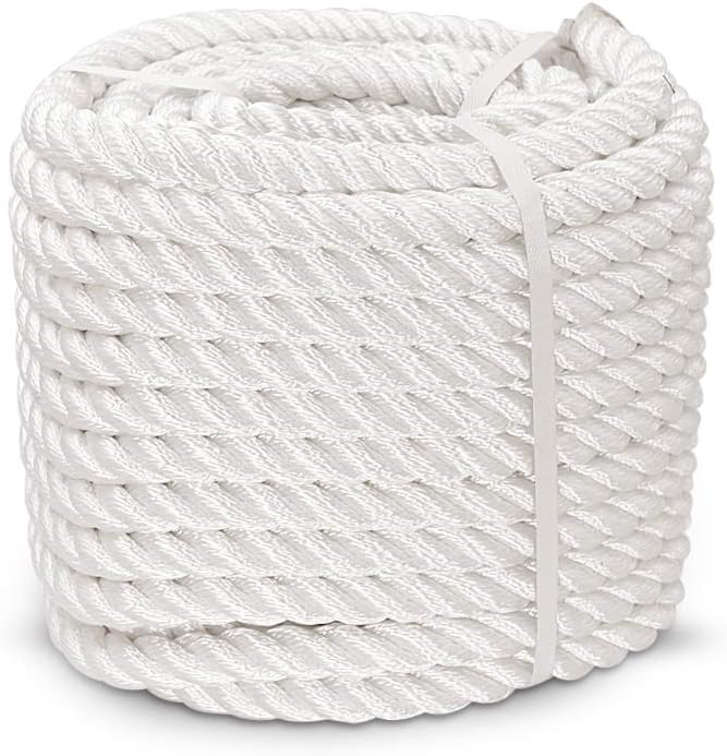 Amazon.com: Poly Dacron Rope (3/4 Inch, 50 Feet) Twisted 3 Strand Line ...