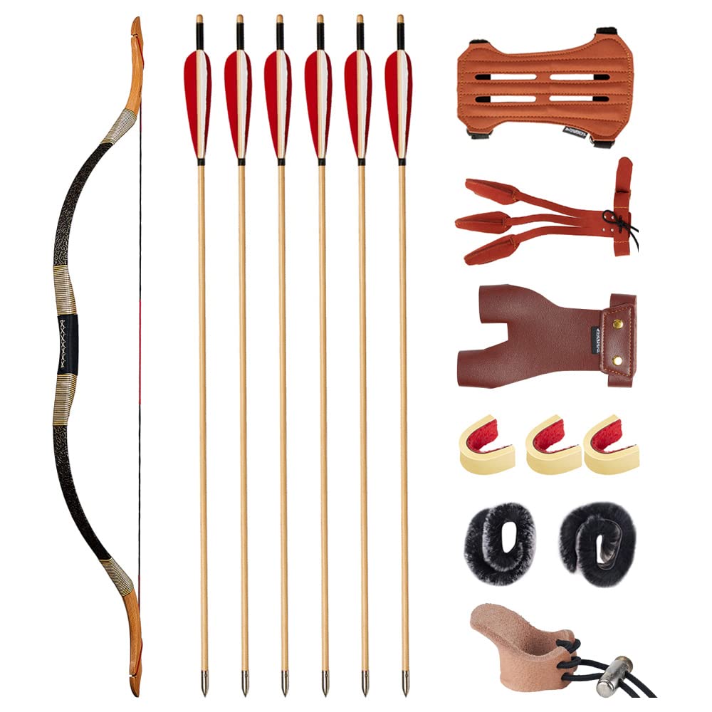 Amazon.com : Huntingdoor Traditional Recurve Bow and Arrow Set for ...