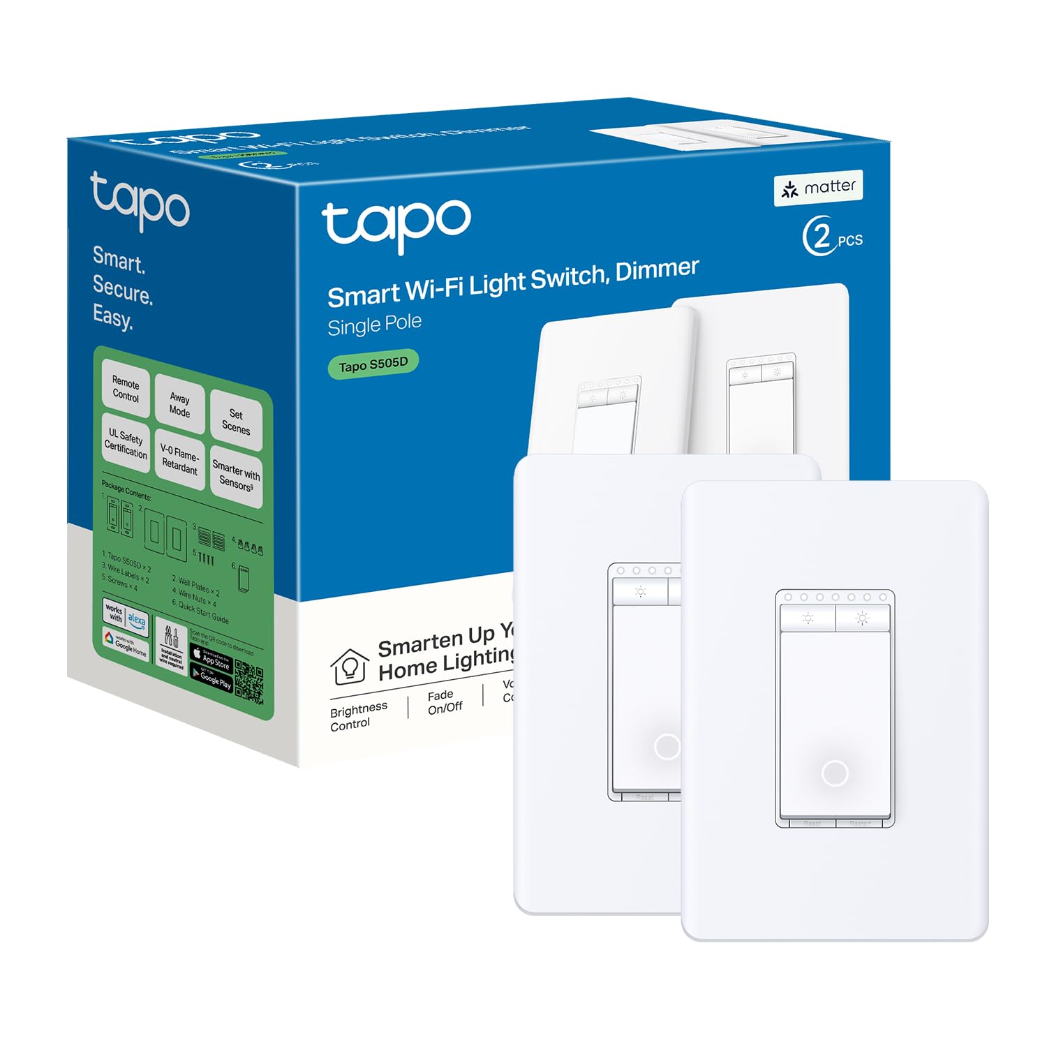 Amazon.com: TP-Link Tapo Matter Smart Dimmer Switch: Voice Control w ...