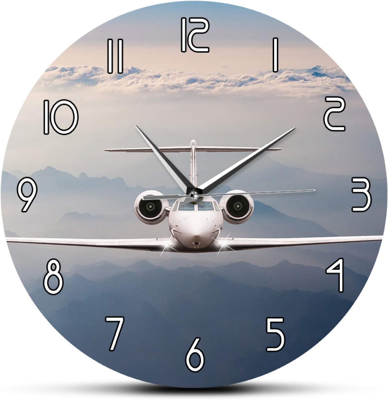 Amazon.com: 30cm Wall Art Print Wall Clock Airplane Fly Over Clouds ...