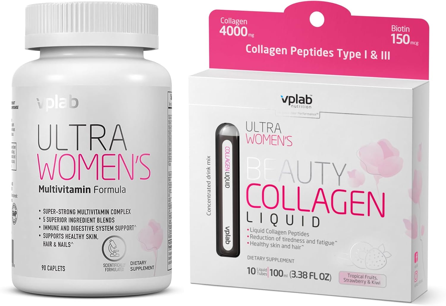 Amazon.com: VPLab Women's Beauty Bundle - Multivitamin Caplets & Liquid ...