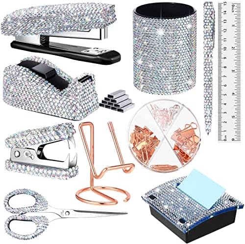 Amazon.com : Colarr 11 Pieces Bling Office Accessories for Desk Crystal ...