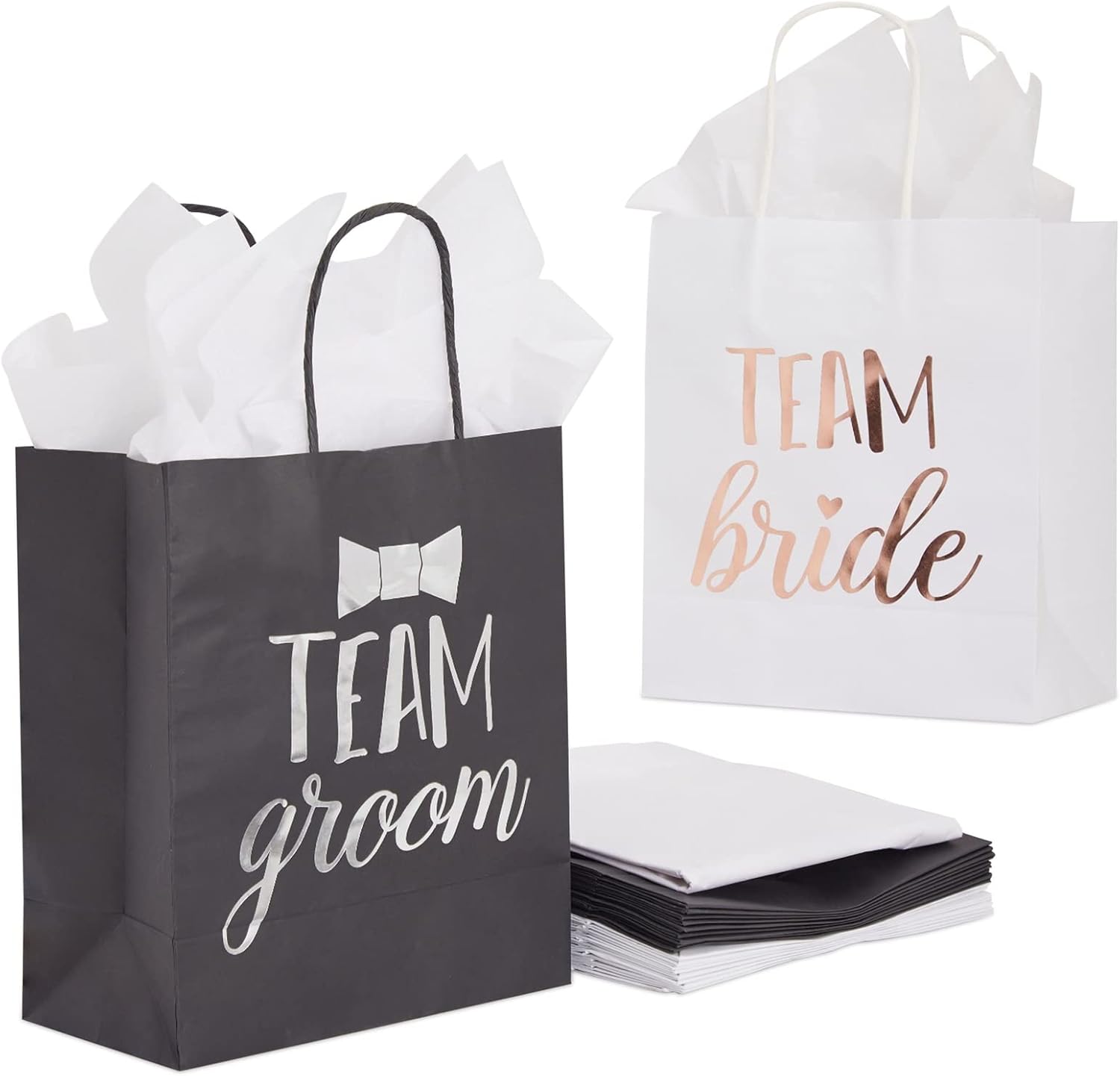 Juvale 20 Pack Bride and Groom Gift Bags with Tissue Paper for Wedding ...