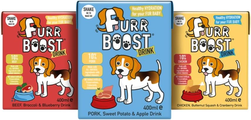 Furr Boost Dog Drink Hydration Pack Taster Set (3x400ml) | 100% Natural ...