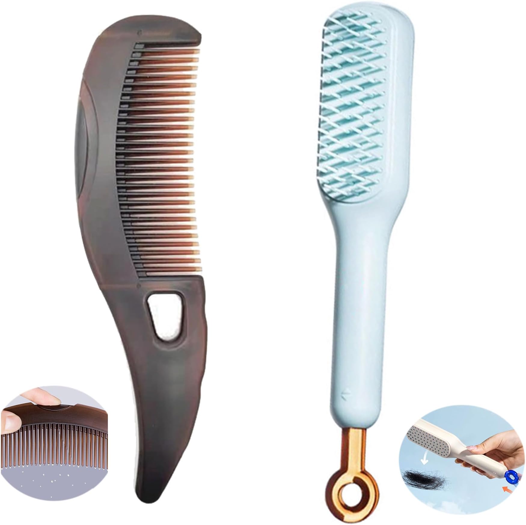 Amazon.com : Dandruff Comb with Self-Cleaning Hollow Teeth & Massage ...