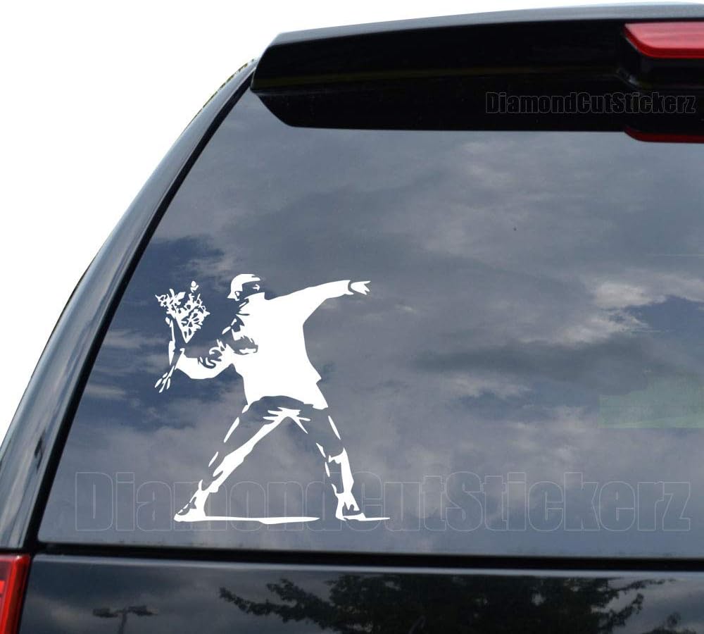 Amazon.com: DiamondCutStickerz Banksys Rage Flower Thrower Decal ...