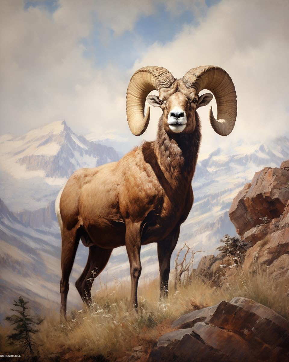 Amazon.com: Paint by Numbers,Rocky Mountain Bighorn Sheep, Adult Crafts ...
