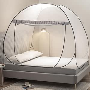 ZIQINPSQ Pop Up Mosquito Net Tent for Beds with Bottom,Bed Canopy Portable Foldable Mosquito ...