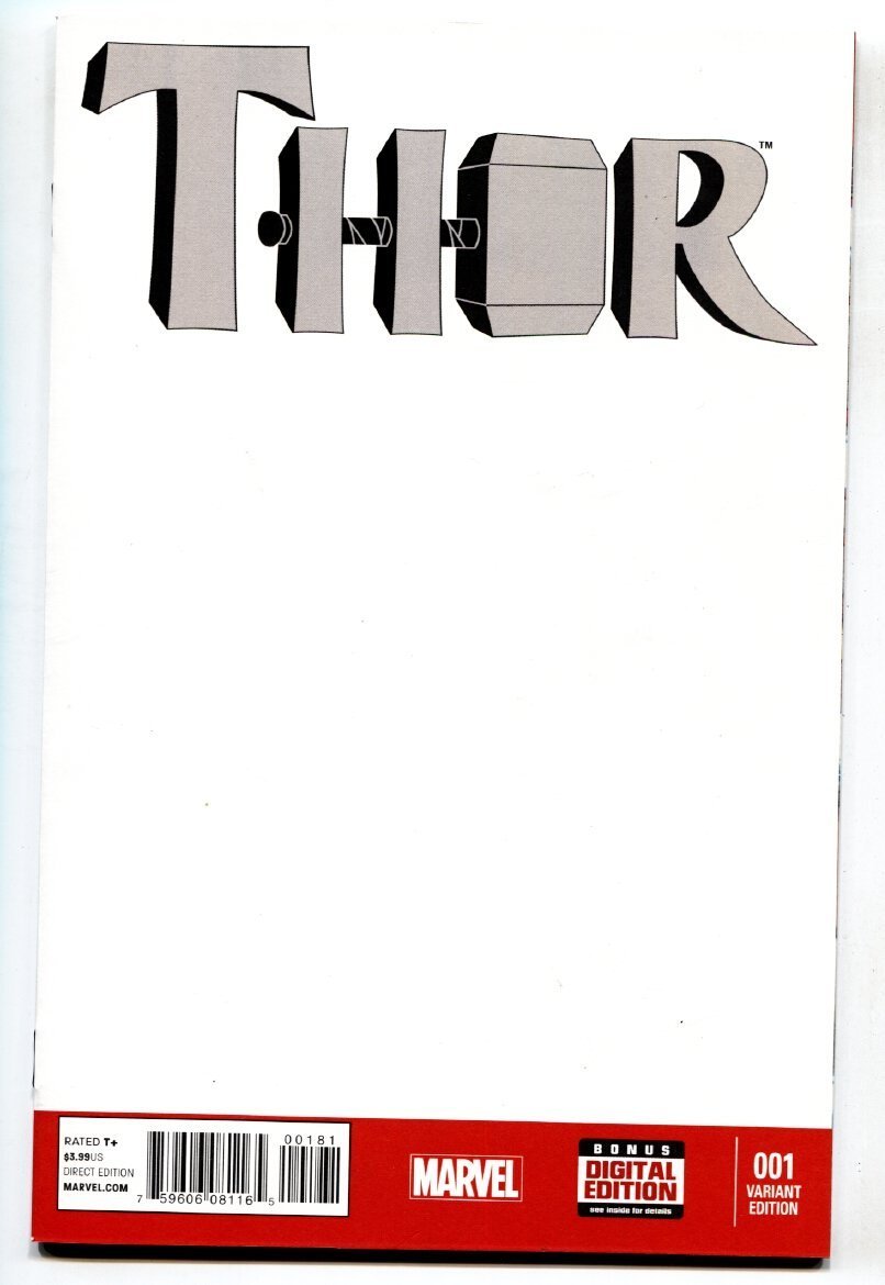 Thor #1 Blank Variant Cover: Marvel: Amazon.com: Books