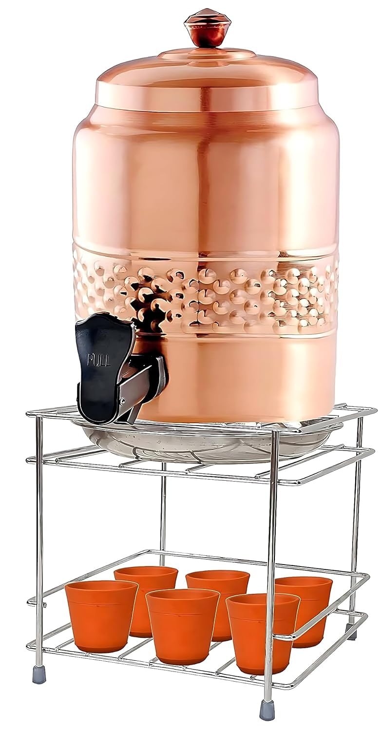 CR18 COLLECTION Heavy Steel Matka Stand with Glass Stand Pot Stand ...