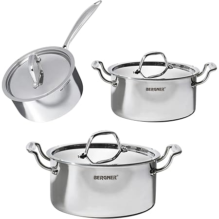 Buy Bergner Argent Triply Stainless Steel 6 Pcs Cookware Set ...