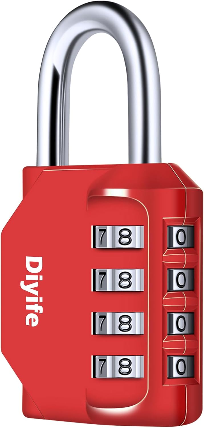 Combination Padlock, Diyife 4 Digit Heavy Duty Padlock Weatherproof ...