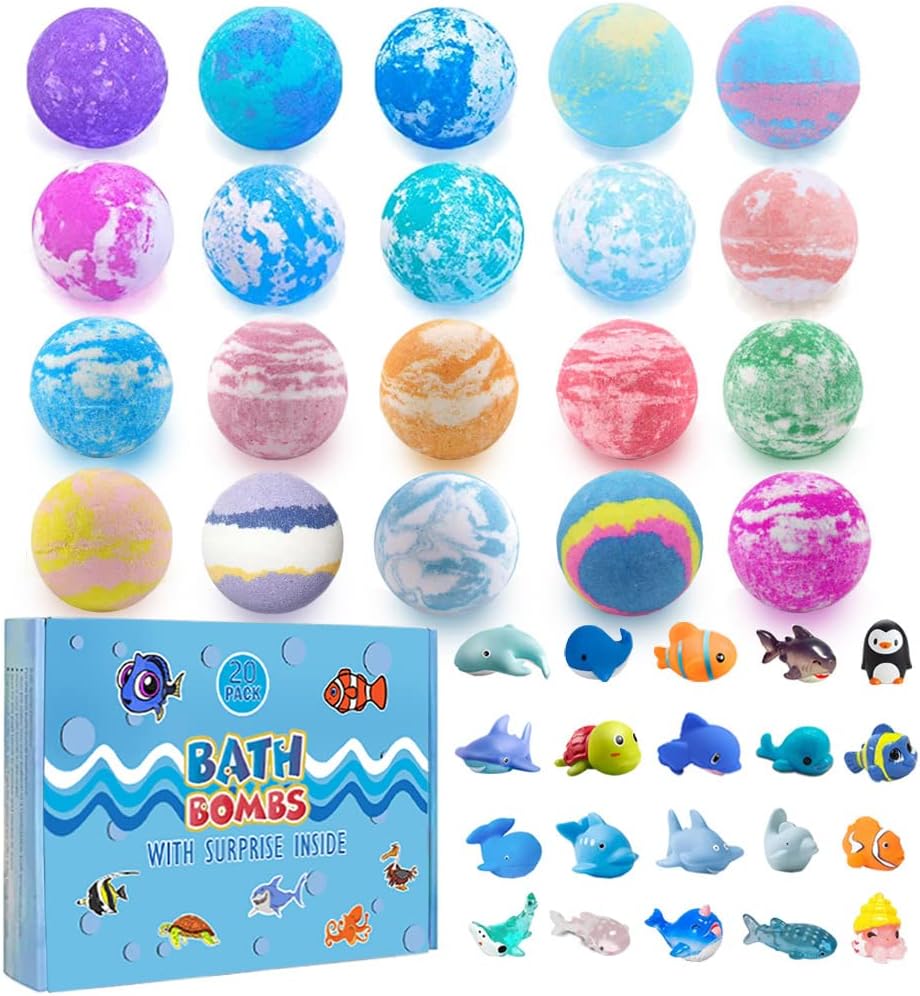 Amazon.com: Bath Bomb Gift Set with Surprise Inside, 20 Pack Organic ...