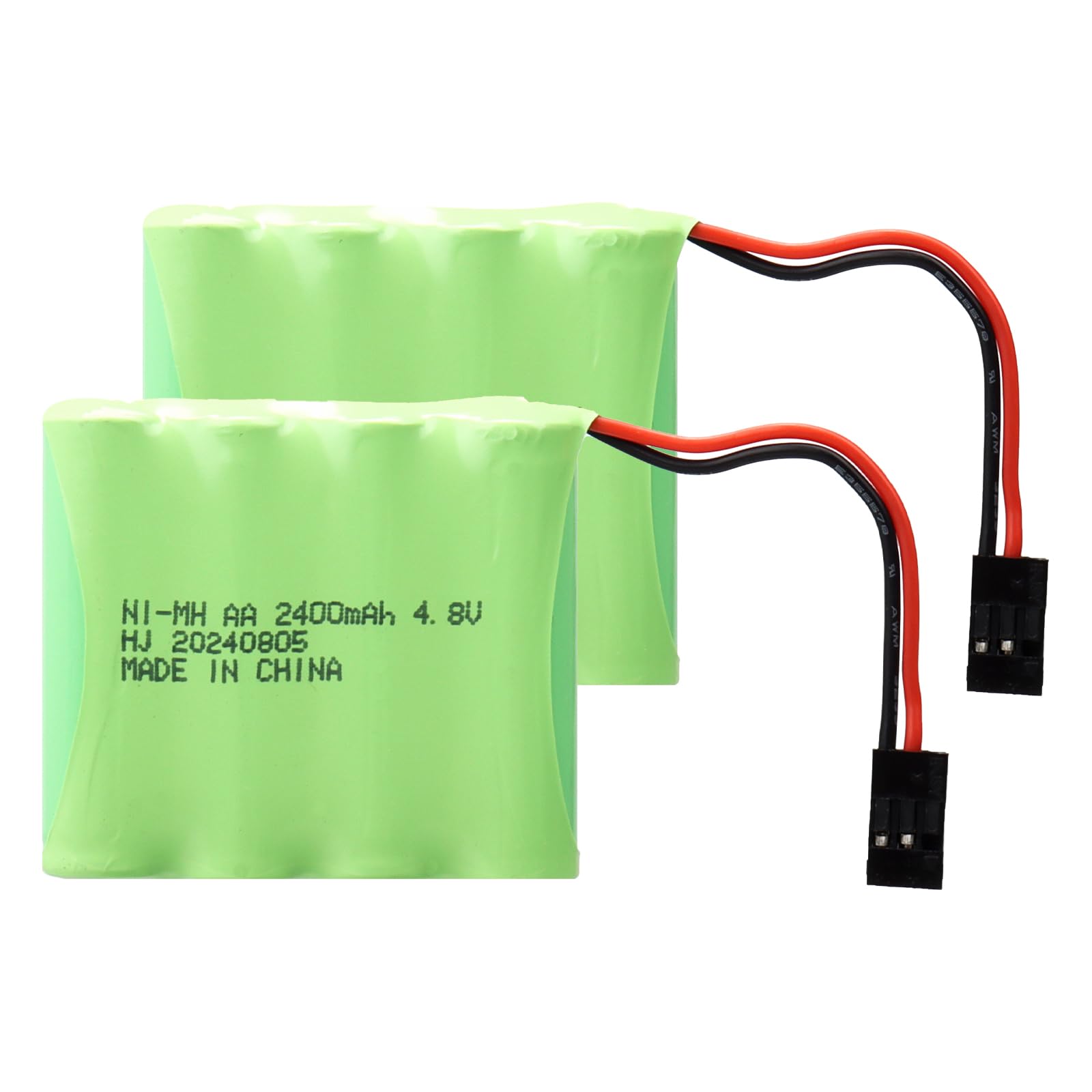 MXJFYY 2PCS NiMH RC Battery Pack 4.8V 2400mAh with Hitec Connectors ...