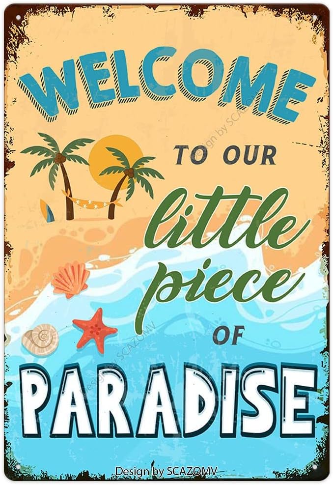 Amazon.com : SCAZOMV Welcome to Our Little Piece of Paradise Welcome ...