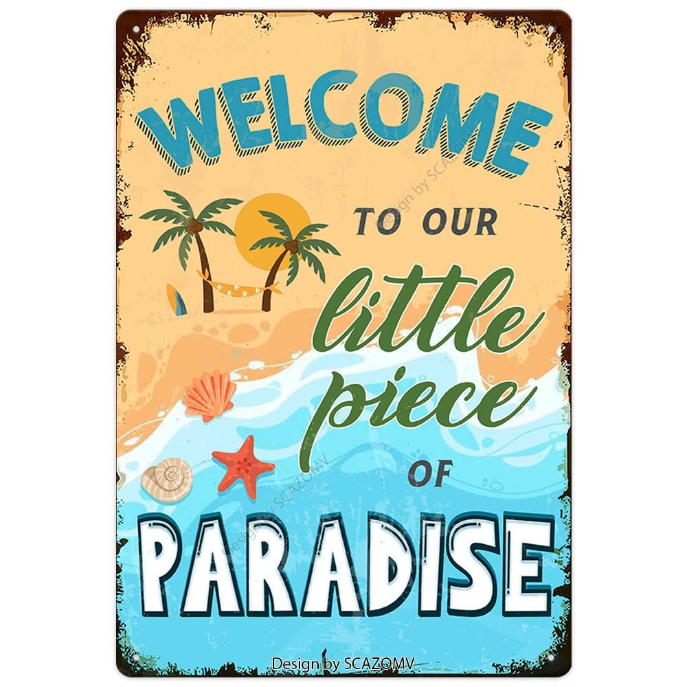 Amazon.com: SCAZOMV Welcome to Our Little Piece of Paradise Welcome ...