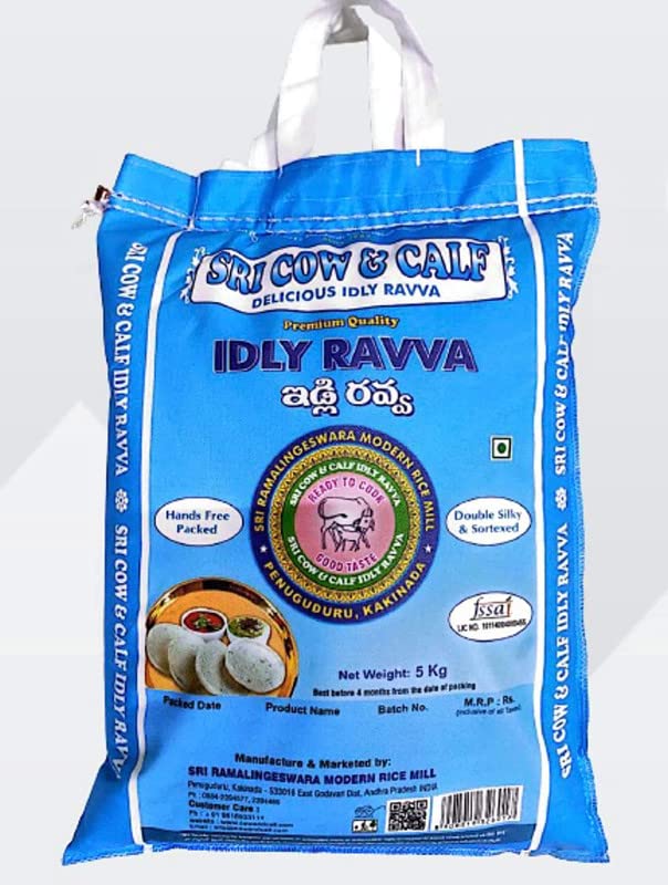 COW AND CALF Premium Idli Rawa Idly Ravva (Pack of 1) 5 KG | Chemical ...