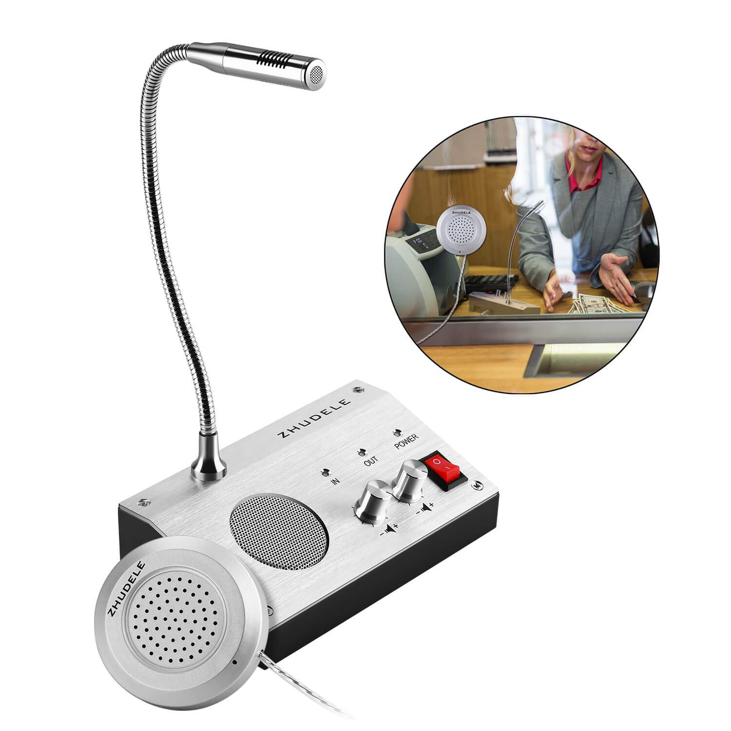 Elikliv Dual Way Counter Intercom Speaker System Window Intercom System ...