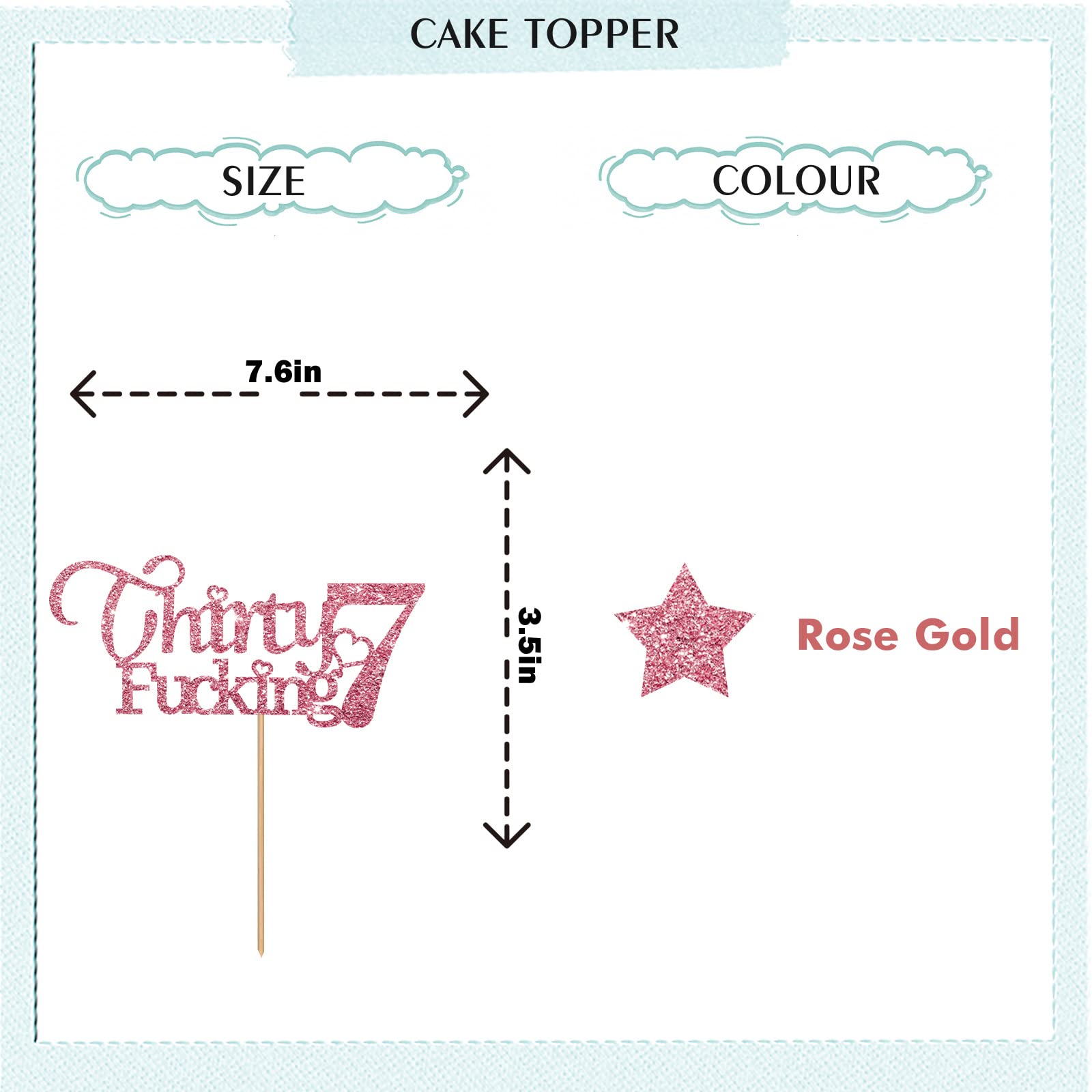 Snapklik.com : Rose Gold Thirty Seven Cake Topper, Happy 37th Birthday ...
