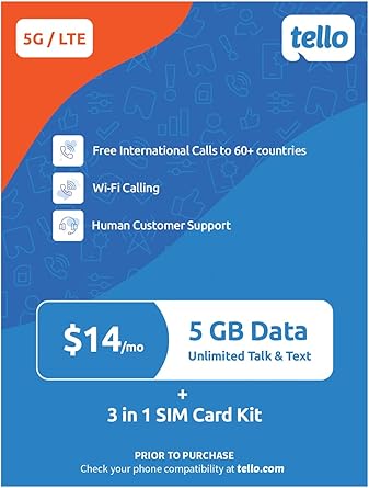 Amazon.com: $14/Month - 5GB Data + Unlimited Minutes & Texts | Tello ...