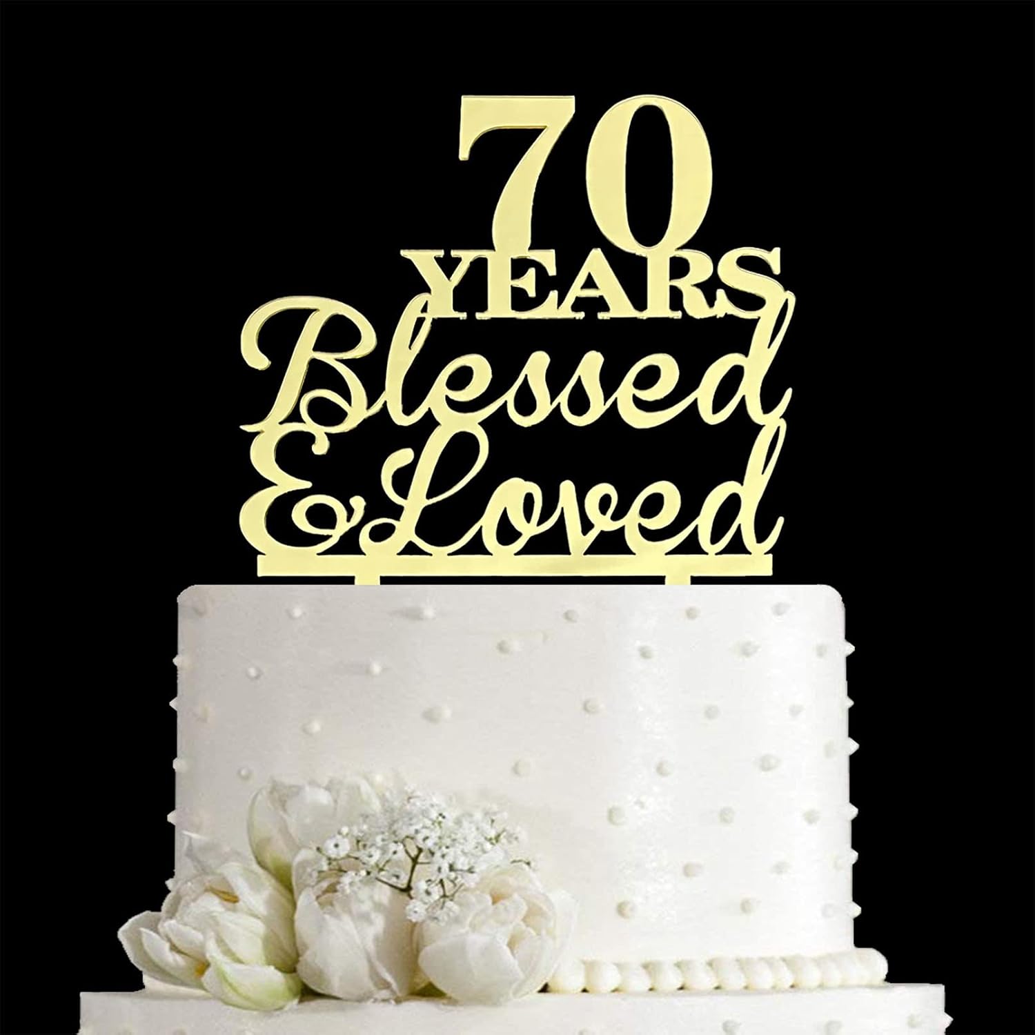 JIEEIN 70 Years Blessed & Loved Cake Topper - 70th Birthday, Wedding ...