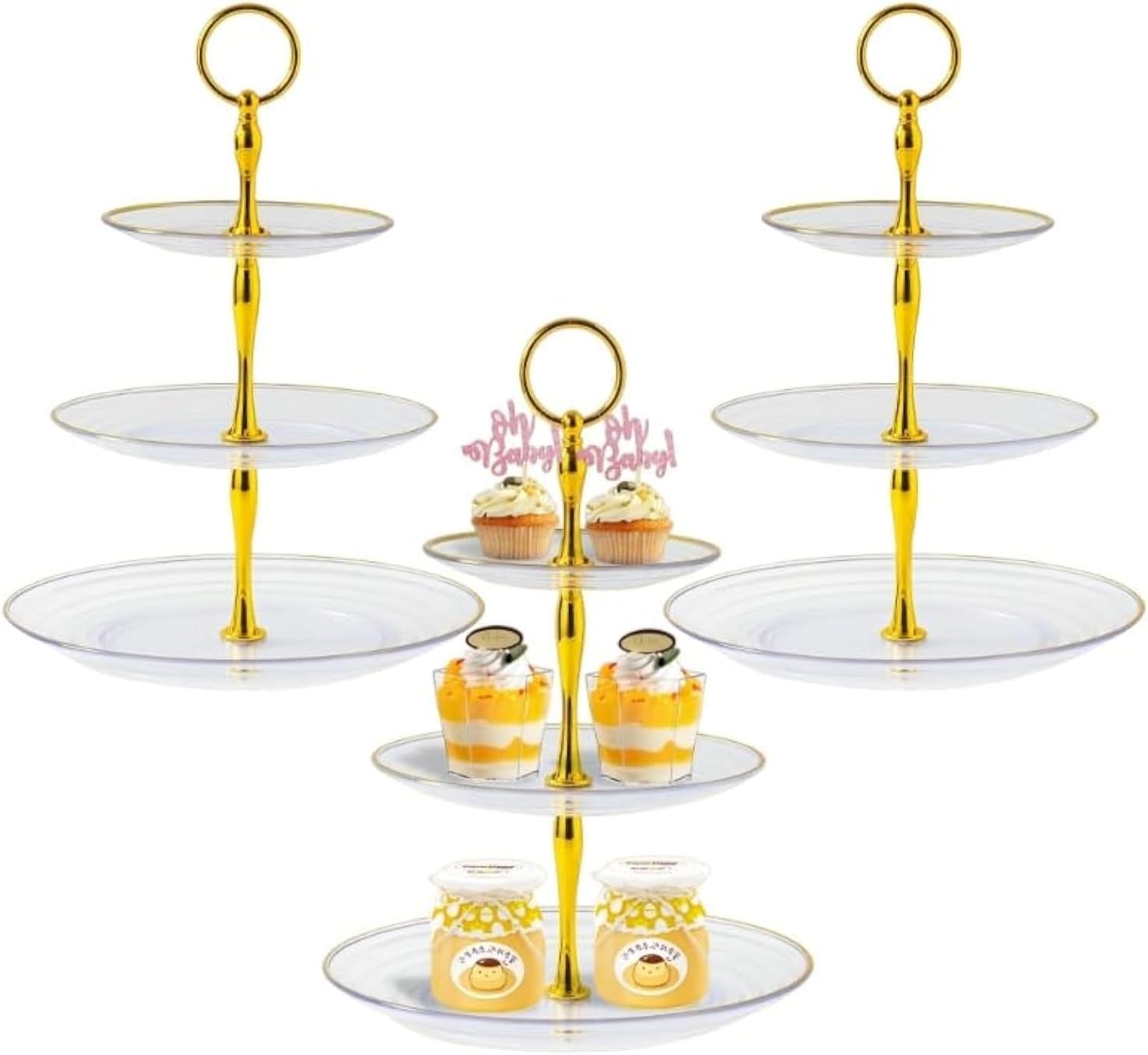 Amazon.com | Patelai 8 Packs 3 Tier Crystal Acrylic Clear Cake Stand ...