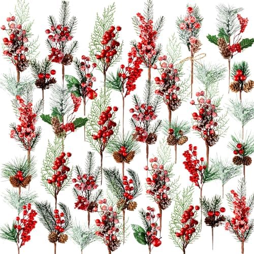 Amazon.com: Tigeen 70 Pcs 15 Kinds Artificial Christmas Picks Assorted ...