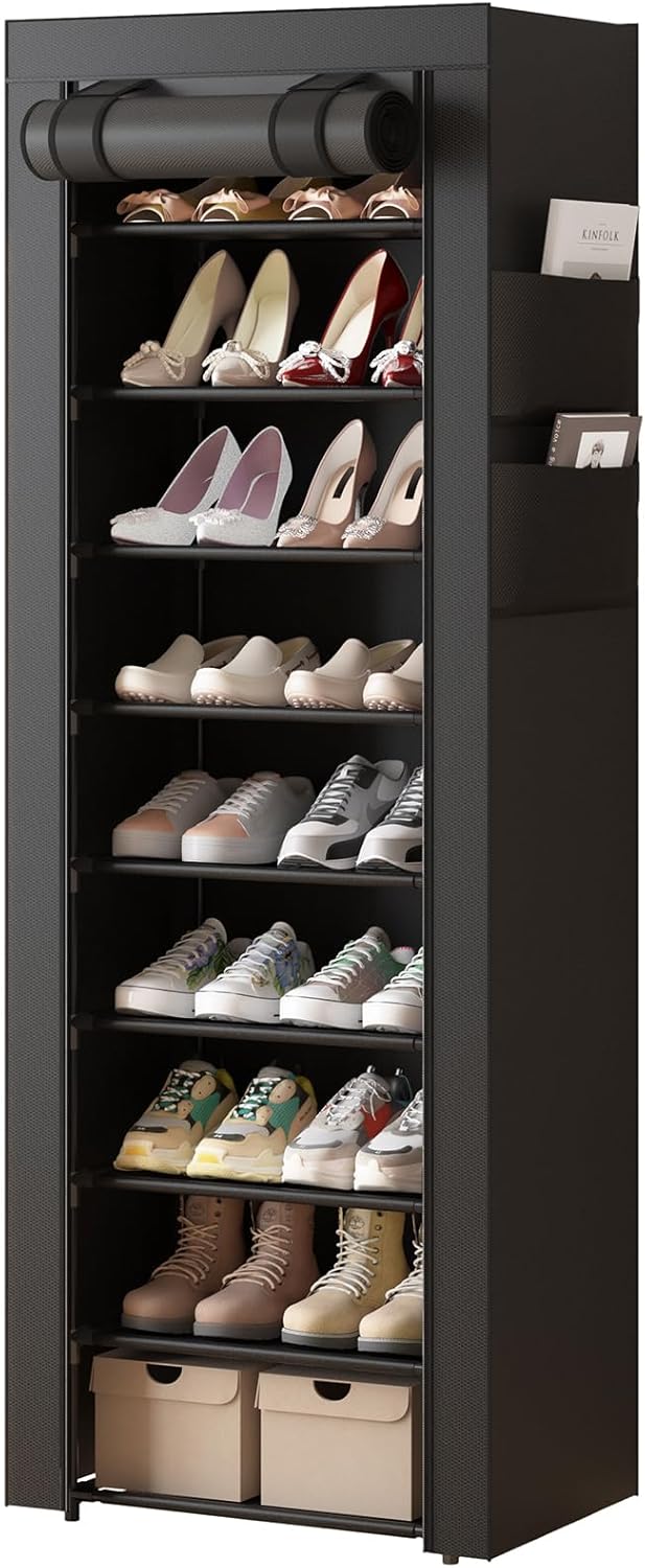Amazon.com: Fixwal Shoe Rack Organizer, 9 Tier Shoe Rack with Covers ...