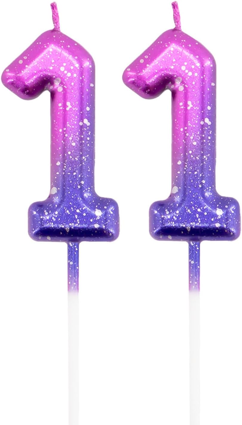 Amazon.com: Purple Birthday Number Candles 11, Glitter Happy Birthday ...