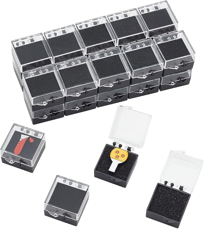 Amazon.com: HOBBIESAY 24Pcs Black Plastic Lapel Pin Storage Boxes 1.5x1 ...